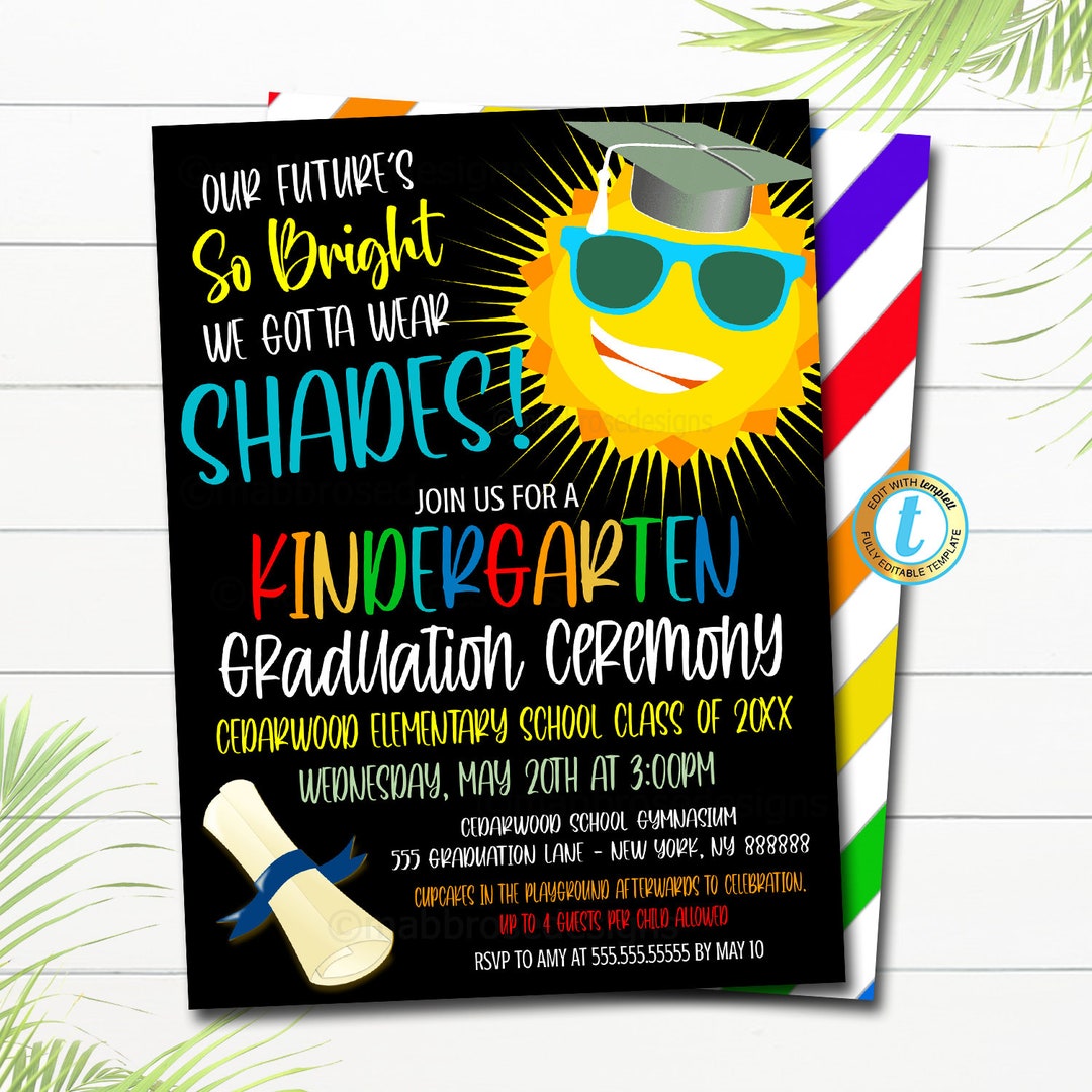 Kindergarten Graduation Invitation, Preschool Pre K Graduation Ceremony ...
