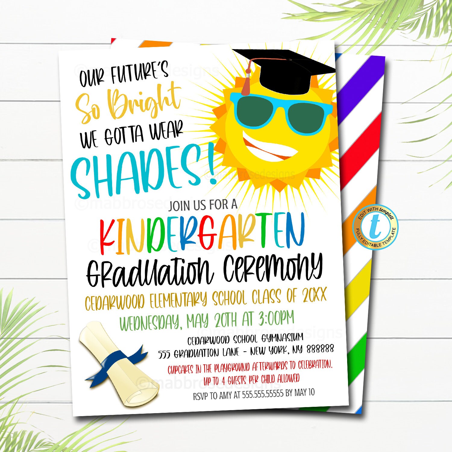 Kindergarten Graduation Invitation, Preschool Pre K Graduation Ceremony ...