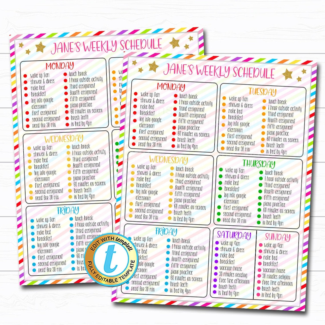 Printable Weekly Schedule, Home School Daily Subject Checklist ...