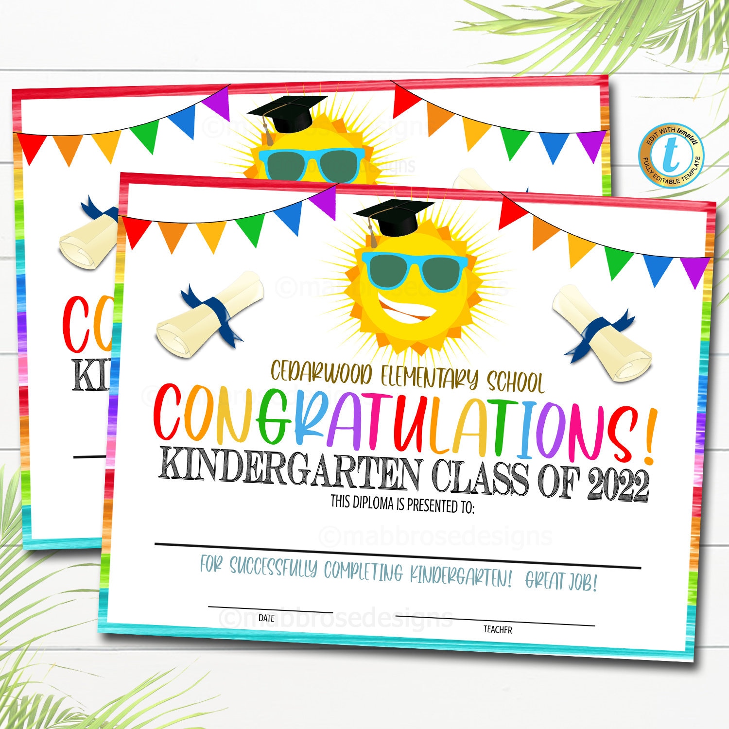 Buy EDITABLE Graduation Certificate ANY GRADE Printable Diploma ...