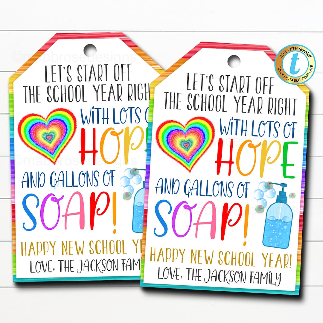 Back to School Soap Gift Tag, New School Year Teacher Staff Gift ...