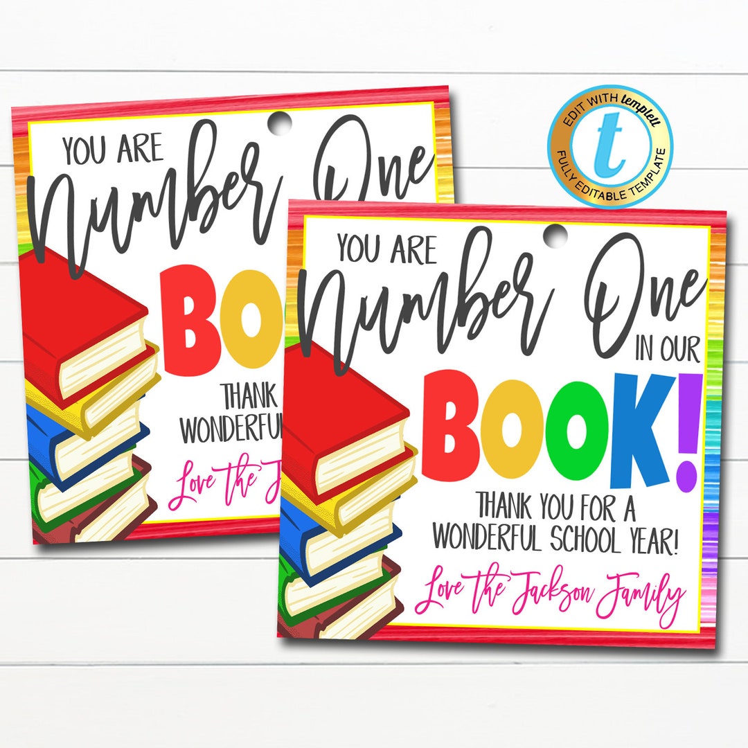 Teacher Gift Tags, Number One in My Book, Teacher Appreciation Week ...