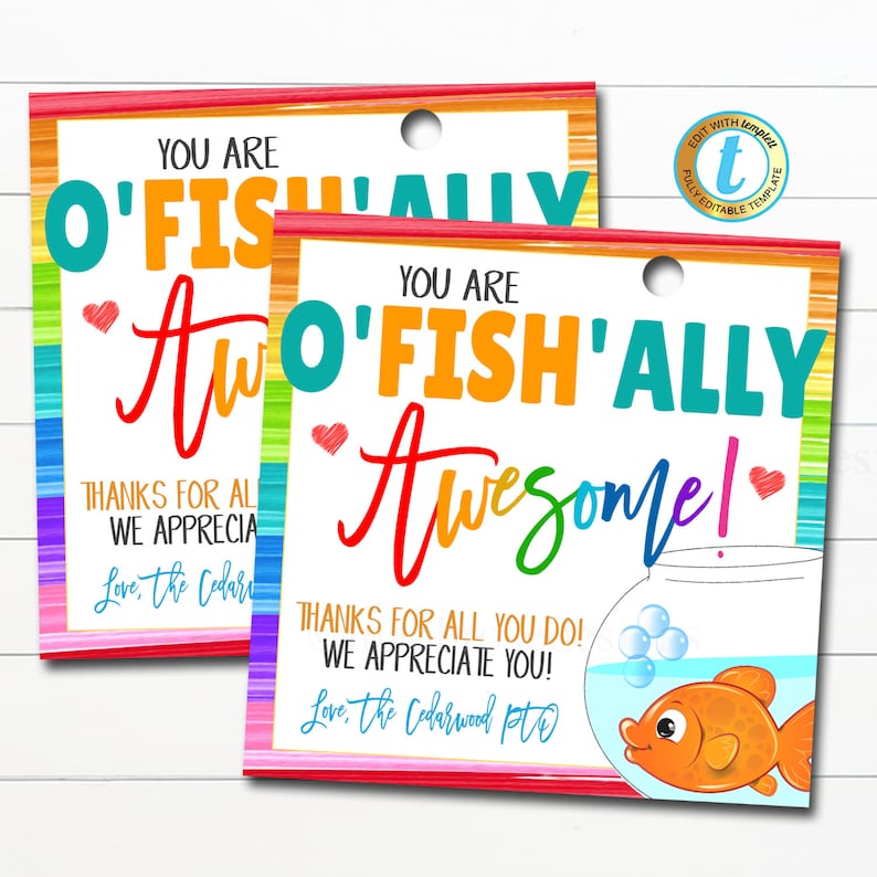 Goldfish Gift Tags O'fish'ally Awesome Teacher - Etsy