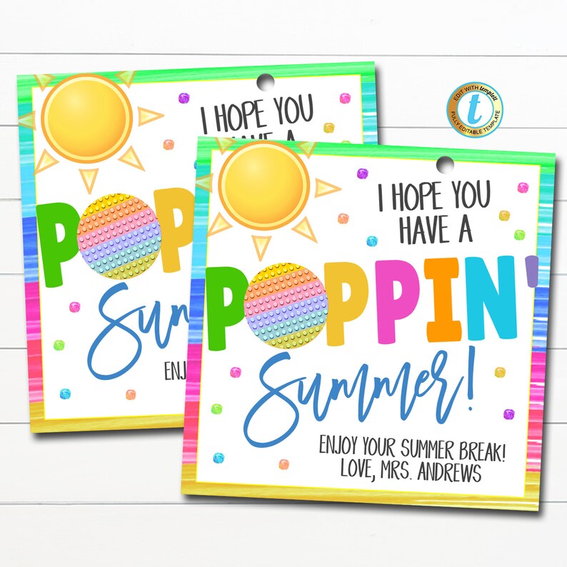Pop It Gift Tags, Hope You Have a Poppin Summer! Pop-it Gift Labels ...