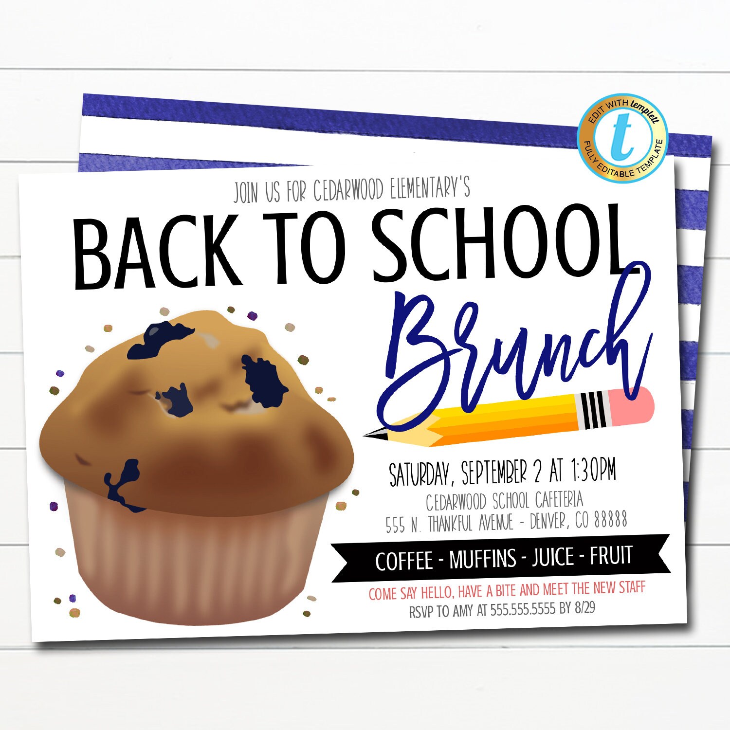 Back to School Brunch Invitation Brunch School Flyer PTO - Etsy