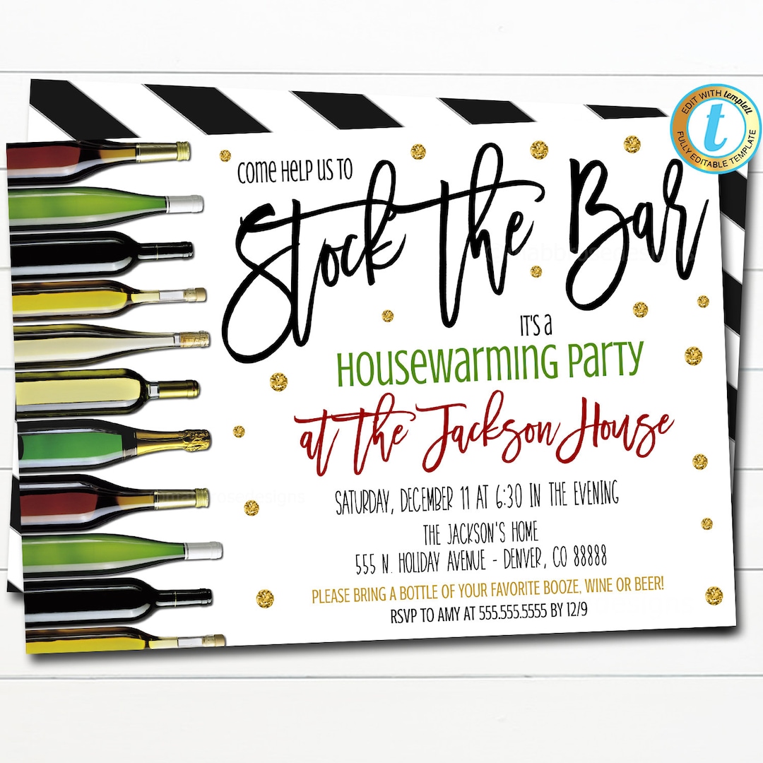 Stock the Bar Invitation, Housewarming Party, Digital Drinks ...
