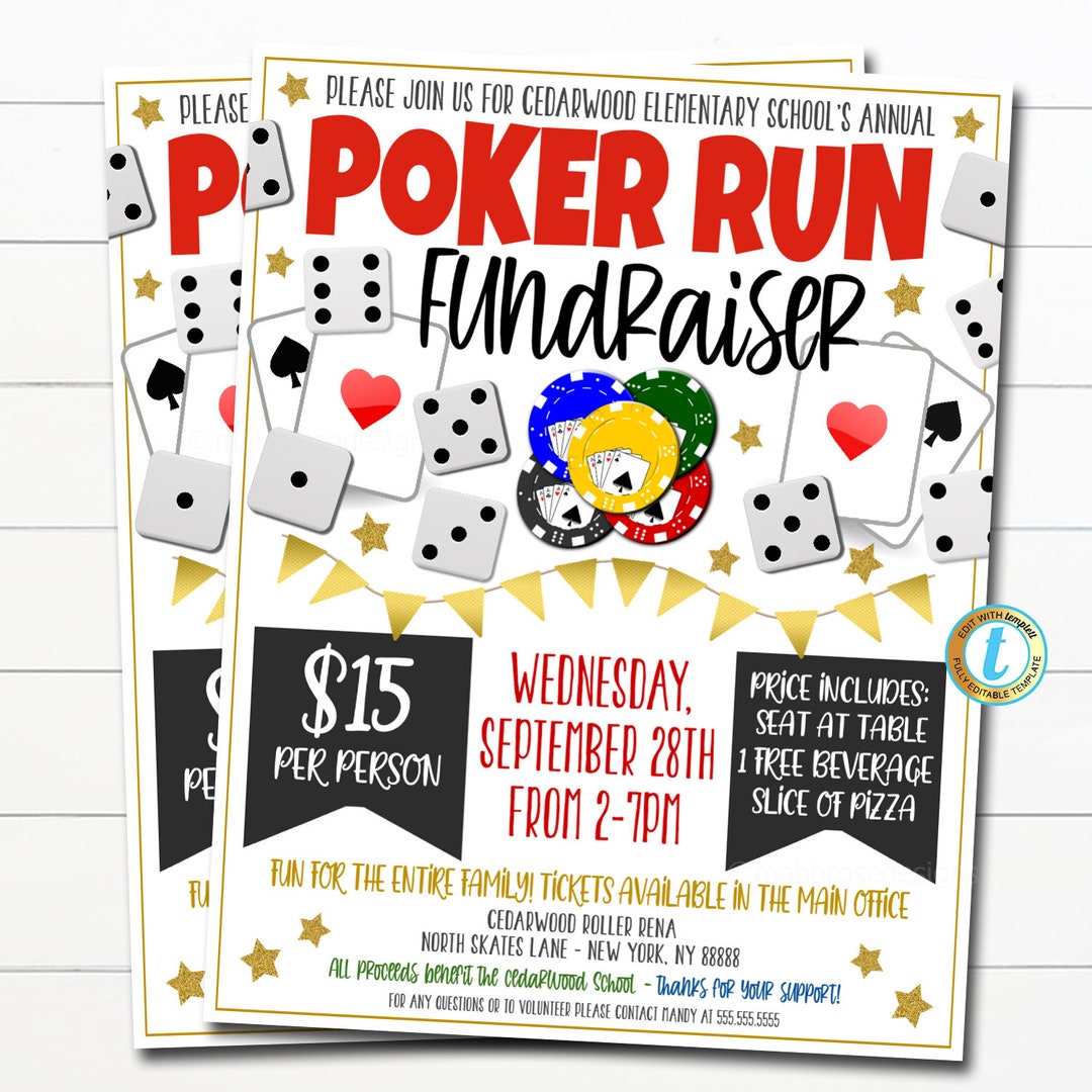 Poker Run Fundraiser Flyer, Community Event Invitation Church Company ...