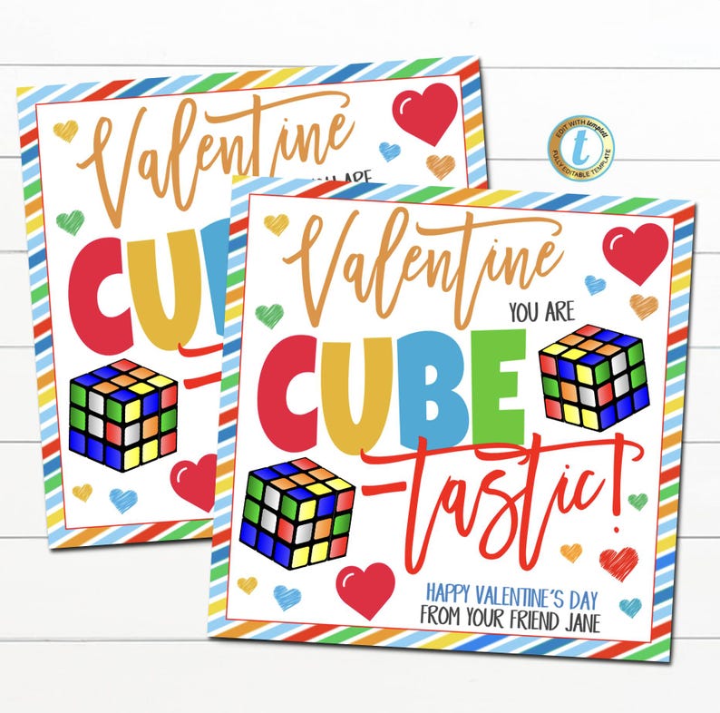 Have a Cube-tastic Valentine Tag, Cube Fidget Toy Game, Valentine's Day ...