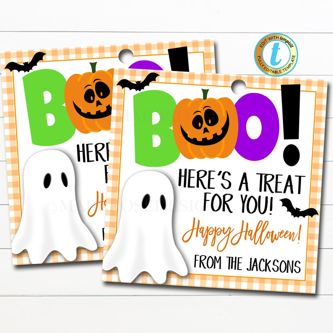 Halloween Gift Tags, Halloween Birthday Favor Tags, Boo Here's a Treat ...