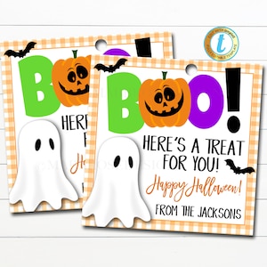 Halloween Gift Tags, Halloween Birthday Favor Tags, Boo Here's a Treat ...