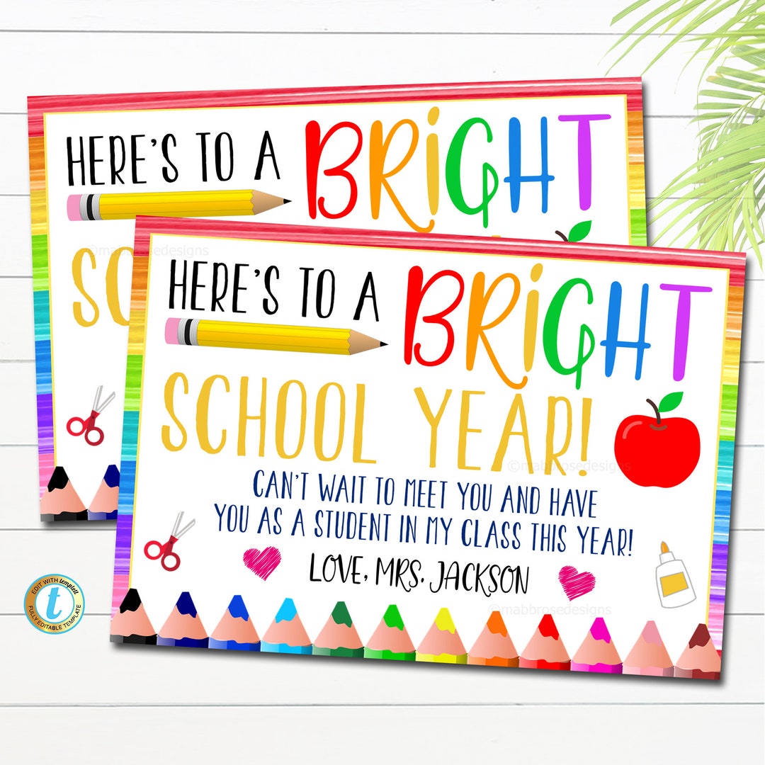 Back to School Teacher Postcard, Here's to a Bright School Year, Hello ...