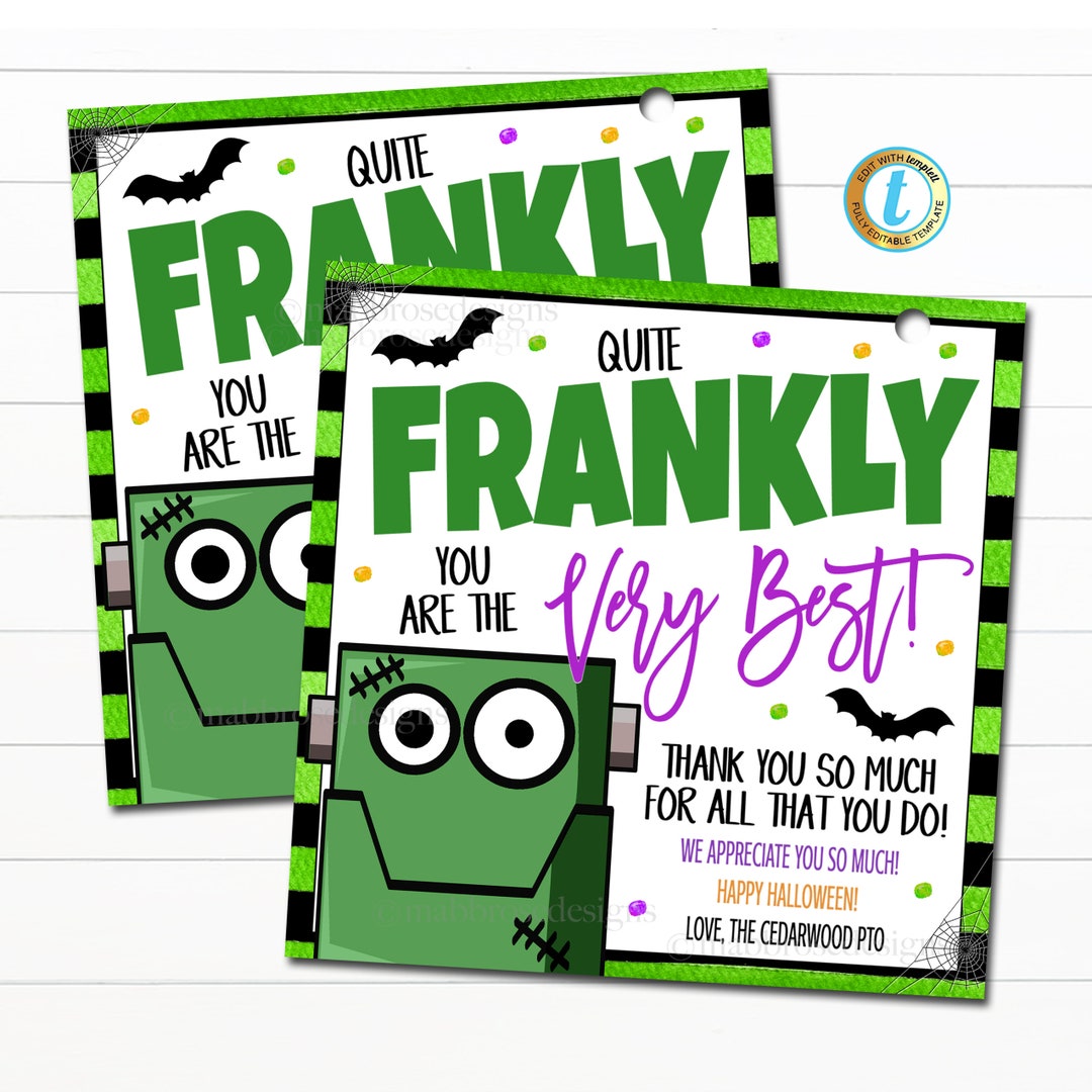 Halloween Appreciation Gift Tag, Frankly You're the Best, Volunteer ...