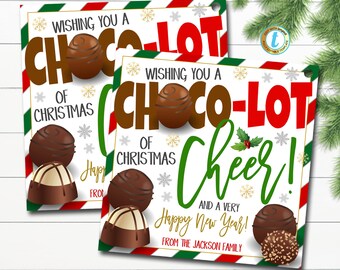 Christmas Chocolate Candy Gift Tags, Thanks a Choco-lot, Staff Employee ...