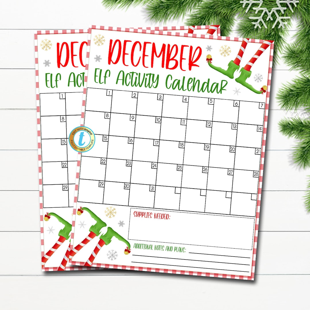 Elf Activity Calendar Printable, Christmas Printables, Kids Holiday Elf ...