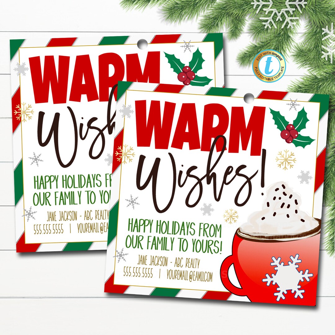 Christmas Warm Wishes Realtor Hot Chocolate Pop by Gift Tags for ...