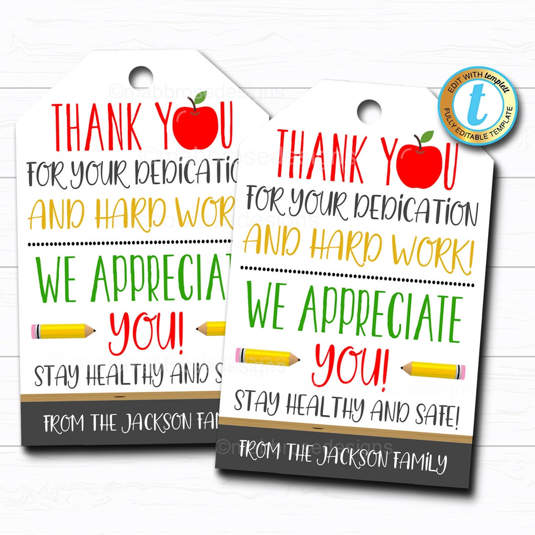 Teacher Appreciation Gift Tag, Thank You Gift Staff School Pto Pta ...