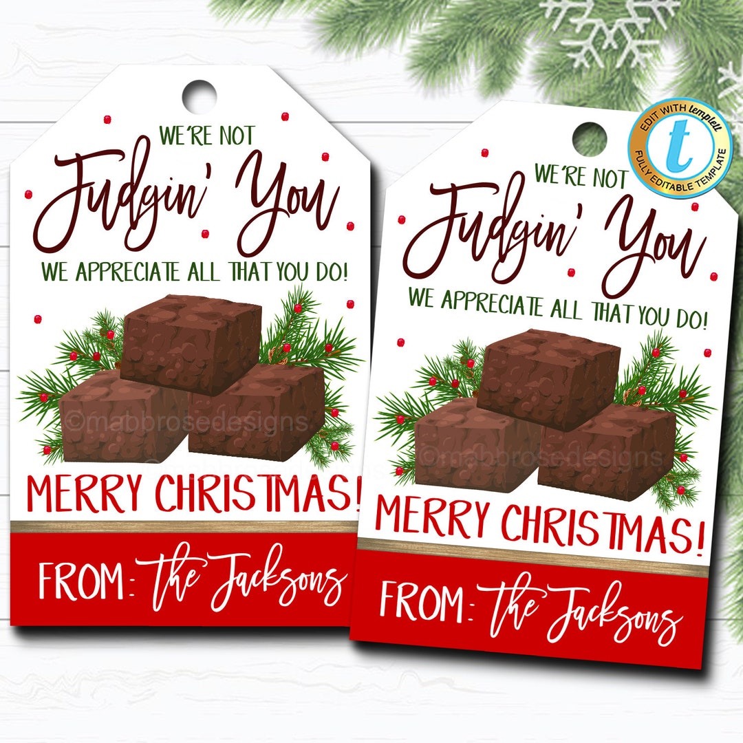 Christmas Gift Tags, Chocolate Fudge, Candy Homemade Bakery Treat Label ...