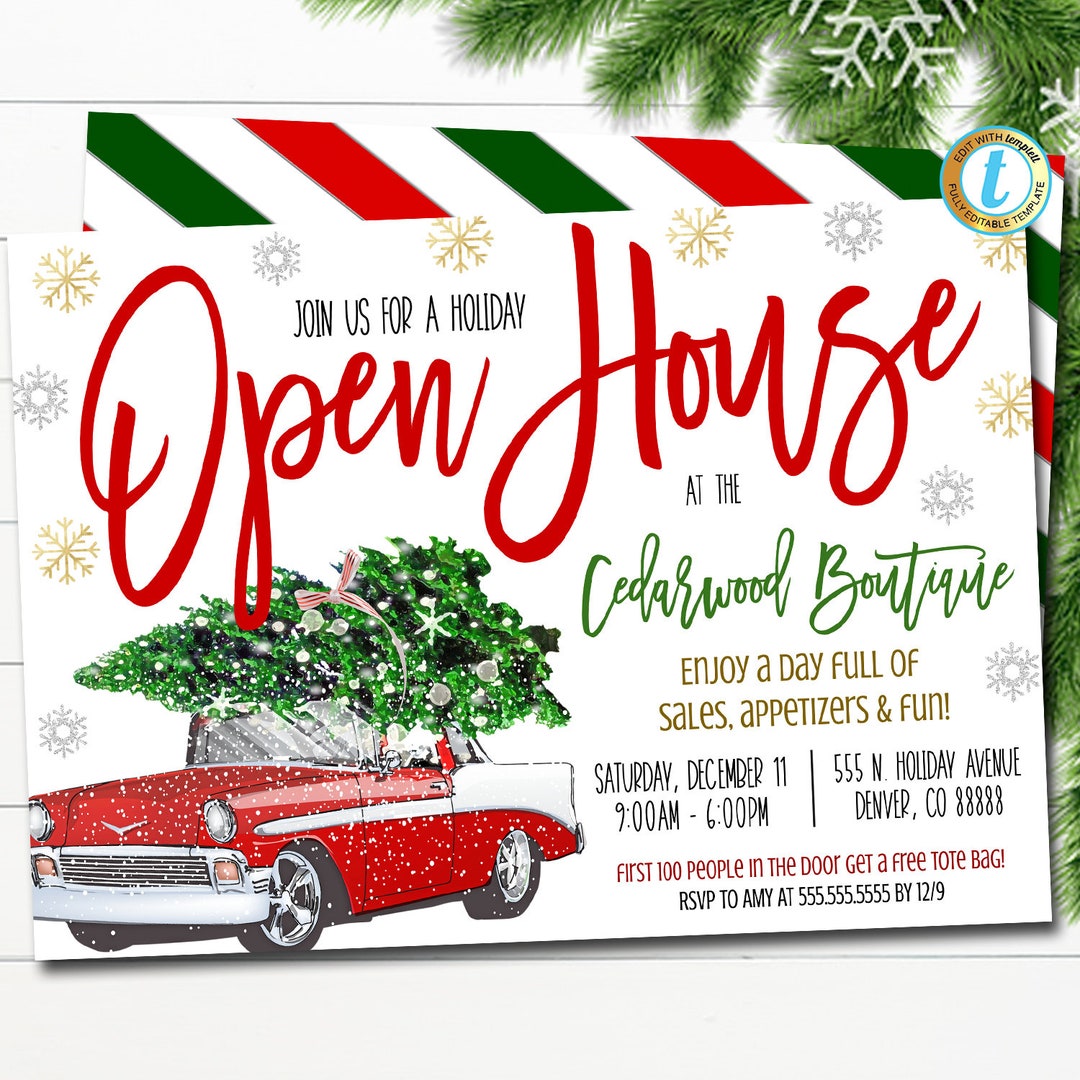 Holiday Open House Invitation, Christmas Boutique Shopping Event School ...