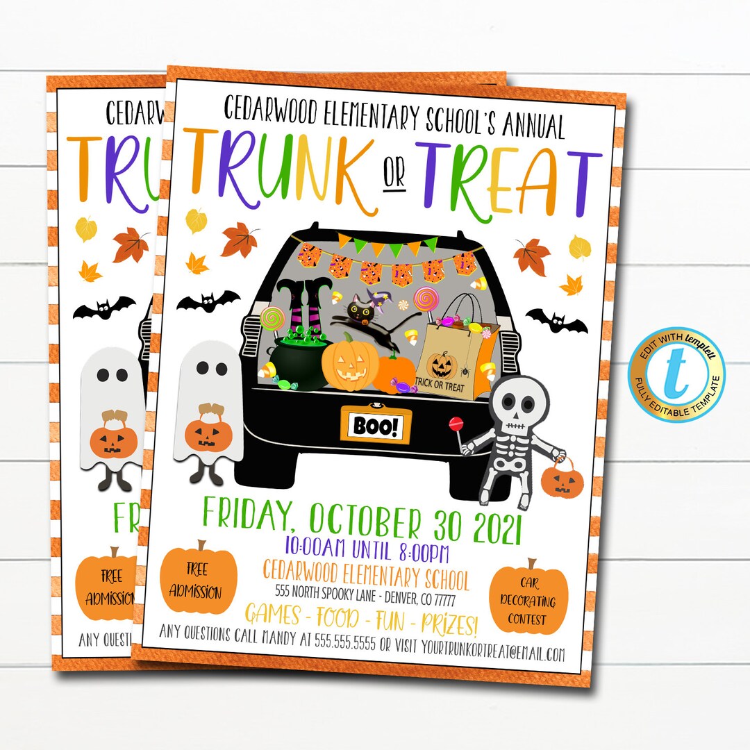EDITABLE Trunk or Treat Flyer/invitation Printable Halloween Invitation ...