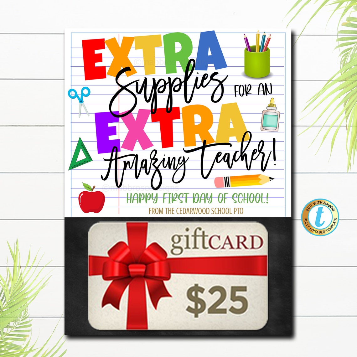 Back to School Printable Gift Card Holder School Supplies - Etsy