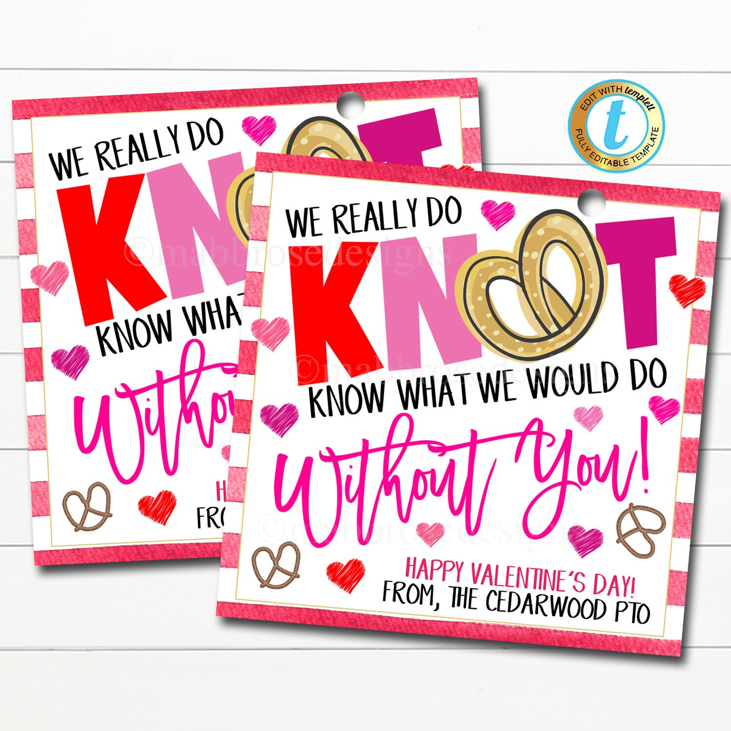 Valentine's Day Pretzel Gift Tag, Teacher Staff Employee Nurse Gift, Do ...