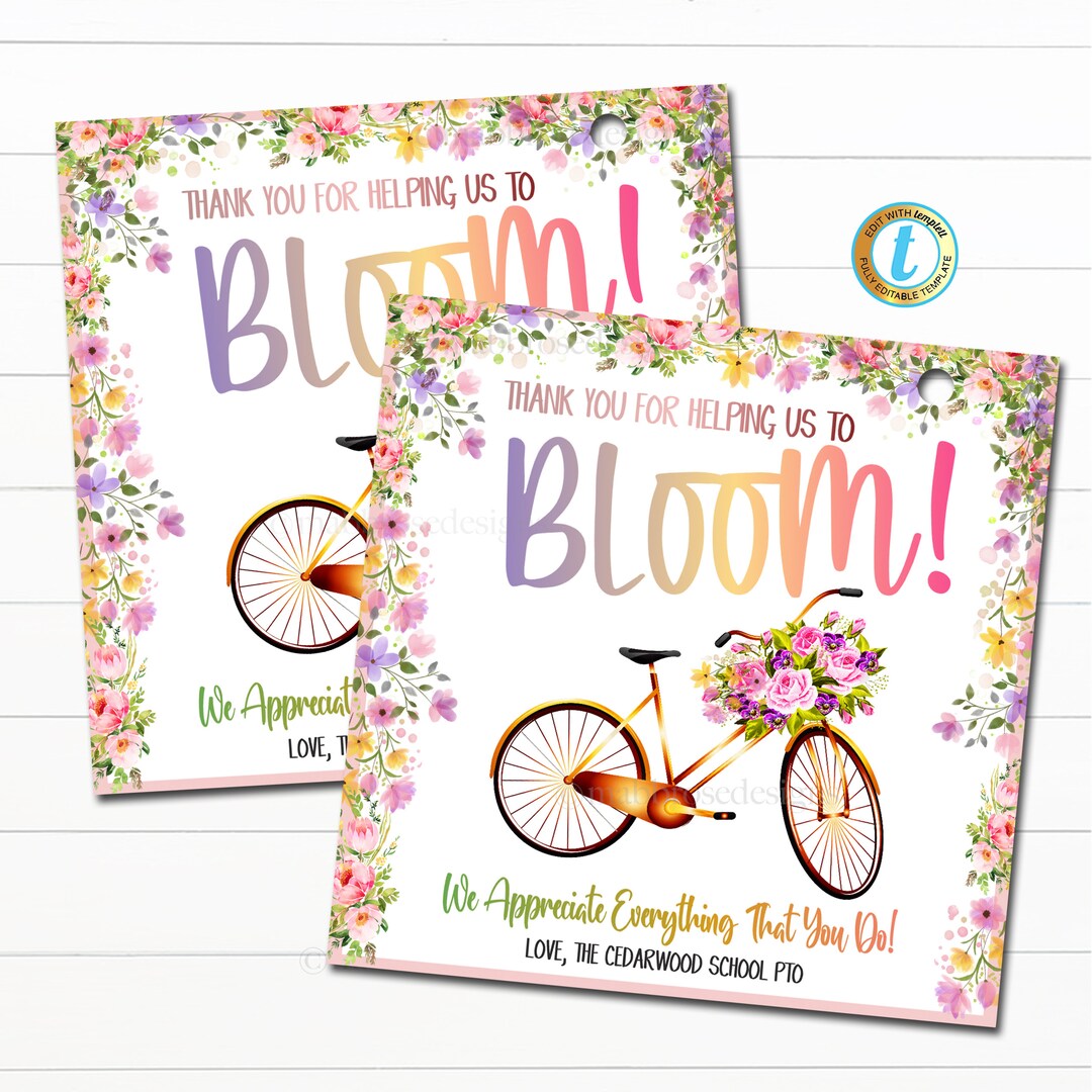Teacher Appreciation Week Gift Tag, Appreciation Bloom Grow Floral ...