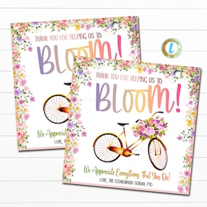 Teacher Appreciation Week Gift Tag, Appreciation Bloom Grow Floral ...