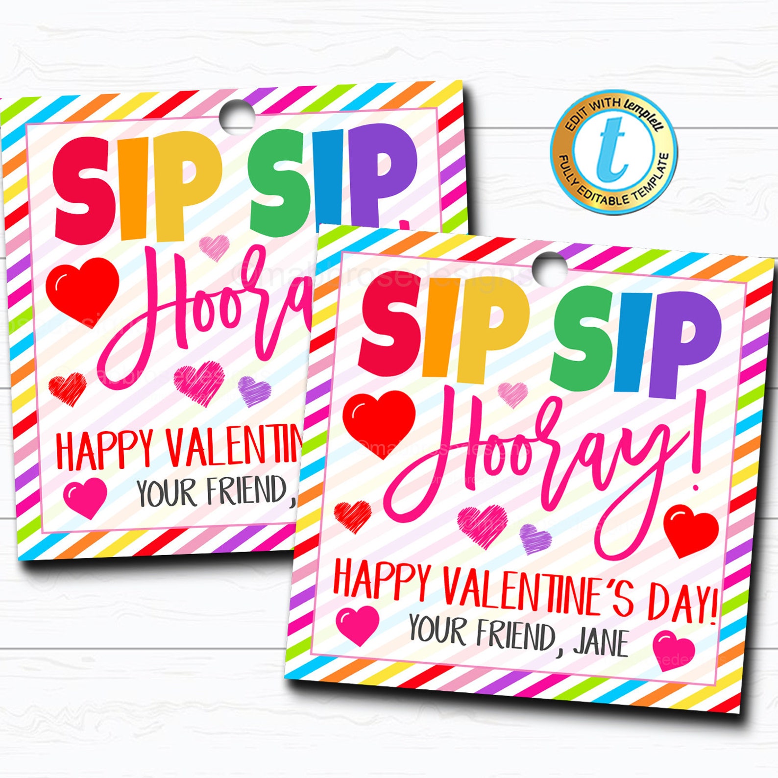 Valentine Gift Tags Sip Sip Hooray Crazy Straw Wine Juice - Etsy