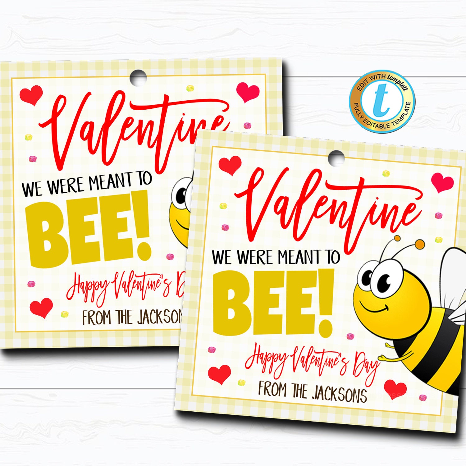 Valentine Bee Tags, We Were Meant to Bee, Staff Employee Teacher ...