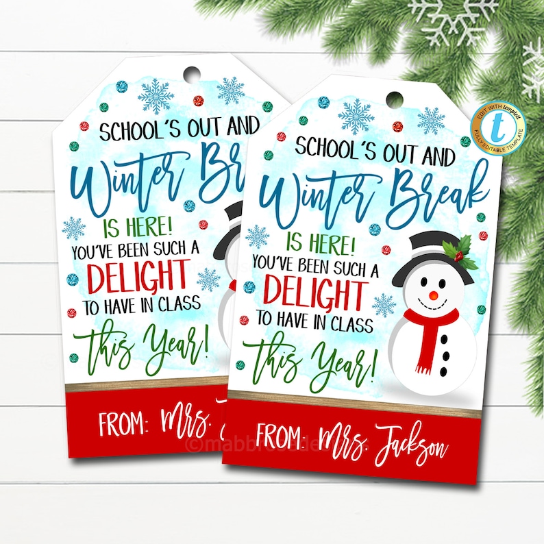 Christmas Gift Tags to Students Winter Break is Here - Etsy