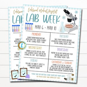 Lab Appreciation Week Itinerary Poster, Printable Digital File ...
