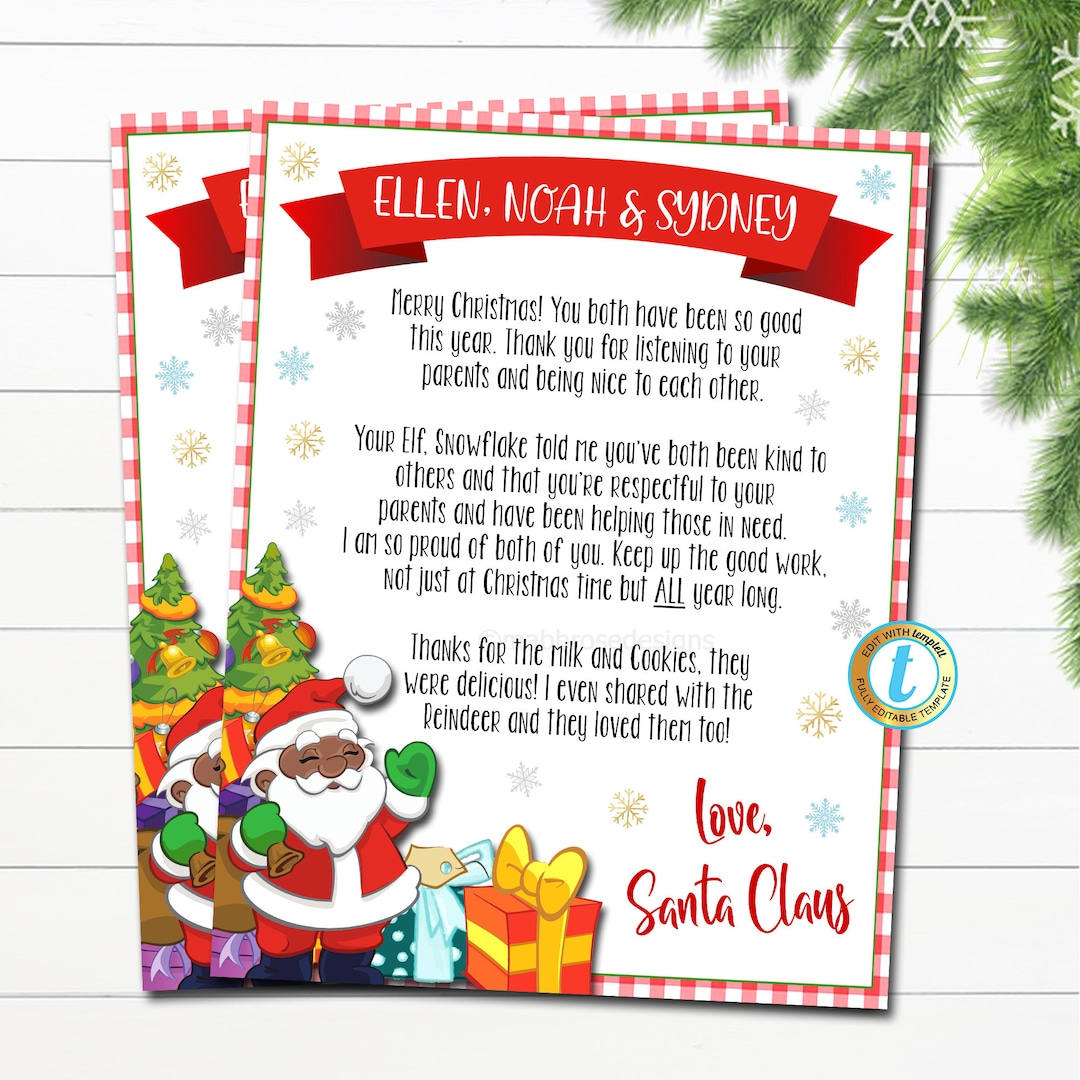 EDITABLE Letter From Santa Printable, Santa Letter Instant Download ...