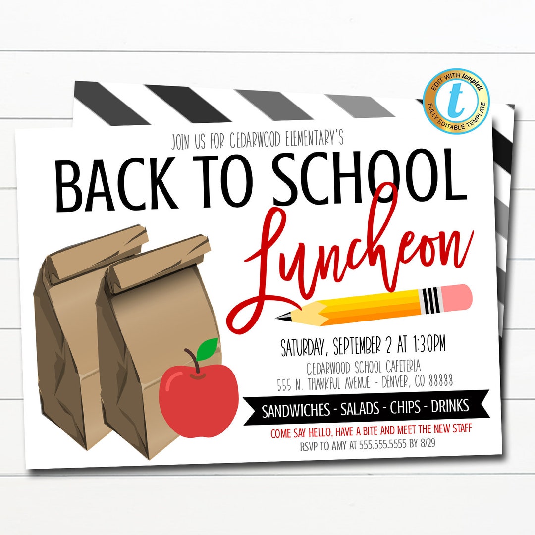 EDITABLE Teacher Staff Luncheon Breakfast Social Printable PTA PTO ...