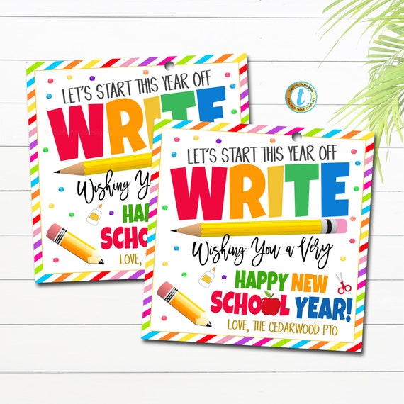 First Day of School Pencil Gift Tags Back to School Pencil - Etsy