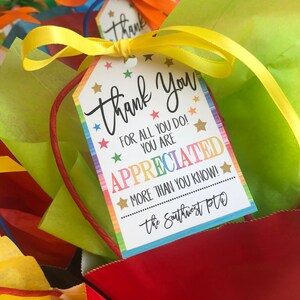 Thank You Gift Tags, Teacher Staff Employee Nurse Volunteer Staff ...