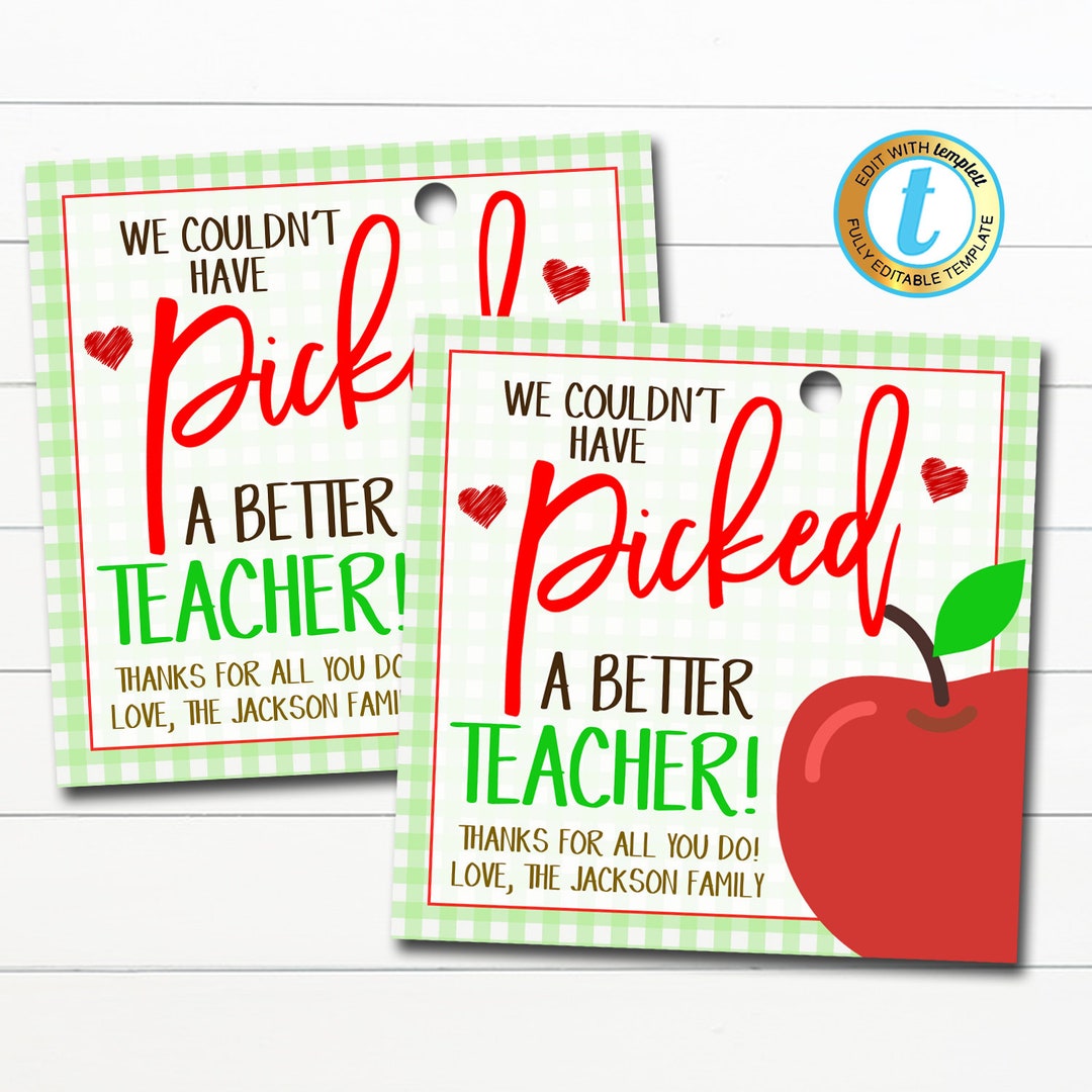 Teacher Gift Tags, Apple Couldn't Have Picked a Better Teacher ...