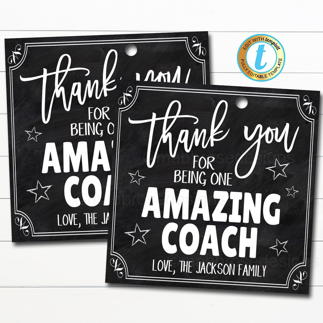 Coach Gift Tag, School Sports Team Appreciation, Thank You to an ...