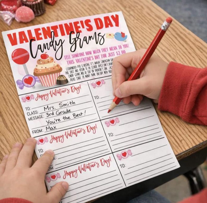 Candy Gram Flyer, Valentine's Day Candy Fundraiser, Church School Pto ...