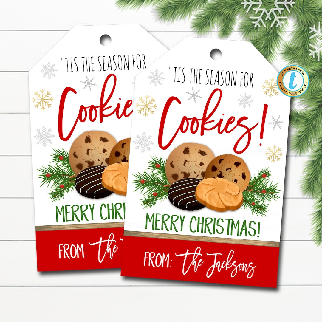 Christmas Cookie Gift Tags, Cookie Jar Mix, Cookie Recipe Tag Holiday ...