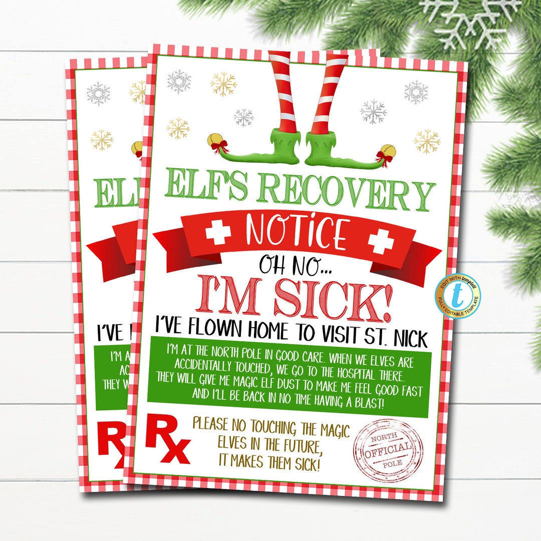 Elf Recovery Notice Printable, Christmas Kids Holiday Elf Idea Activity ...