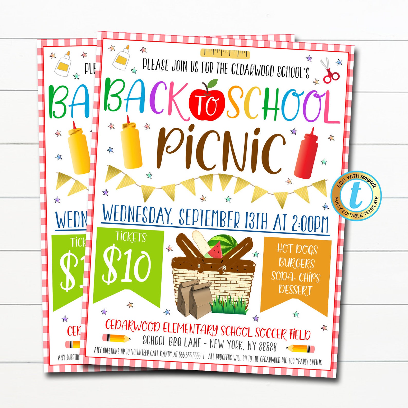 Back to School Picnic Flyer Pto Pta School Fundraiser - Etsy