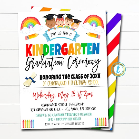 Editable Graduation Invitation Printable Kindergarten - Etsy