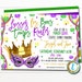 Mardi Gras Birthday Party Invitation, Krewe of Fat Tuesday King Cake ...