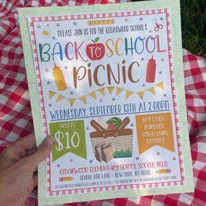 Back to School Picnic Flyer, Pto Pta School Fundraiser Printable Flyer ...