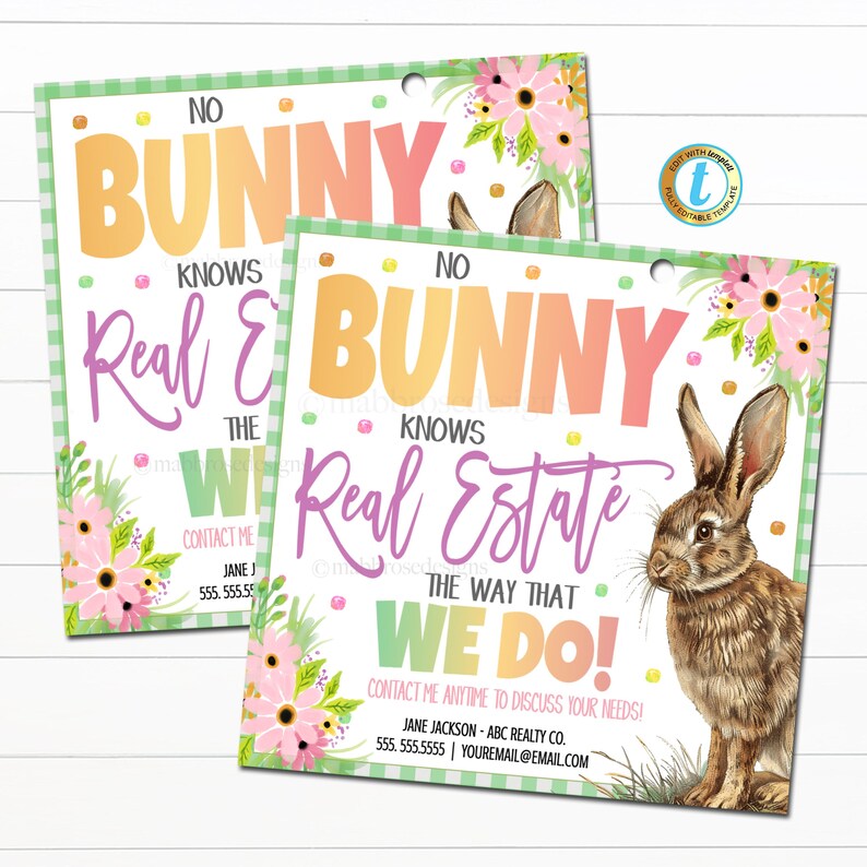 Easter Real Estate Pop by Tag, Referral Gift Tags, No Bunny Knows Real ...