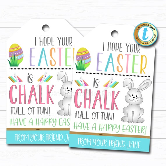 Easter Gift Tags Chalk Full of Fun Kids Easter Friend | Etsy
