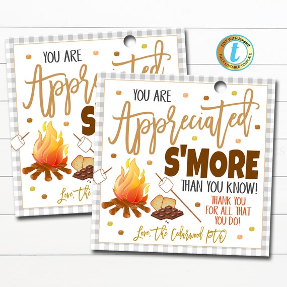 Appreciation S'mores Gift Tag Chocolate Candy Gift - Etsy