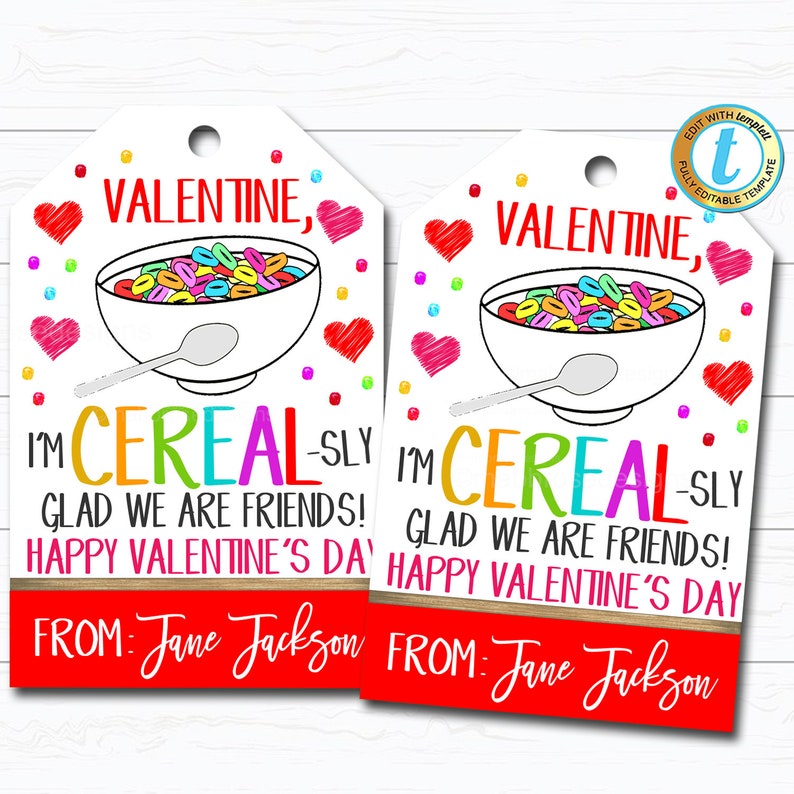 Valentine Cereal Gift Tags Cereal-sly Glad We're Friends | Etsy