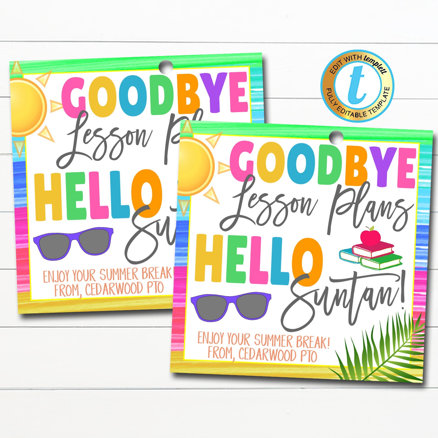 Teacher Thank You Tag, Goodbye Lesson Plan, Hello Suntan Tropical Beach ...