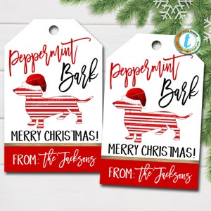 Christmas Peppermint Bark Gift Tags, Funny Holiday Candy Chocolate ...